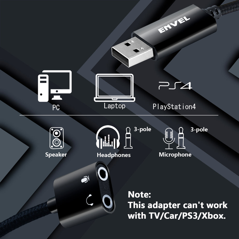 ENVEL USB to 3.5mm Audio Adapter,External Stereo Sound Card with Dual – Envel_mdsj