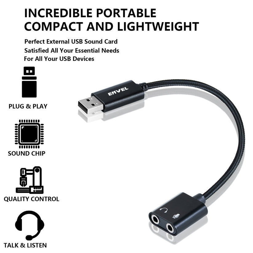 ENVEL USB to 3.5mm Audio Adapter,External Stereo Sound Card with Dual – Envel_mdsj